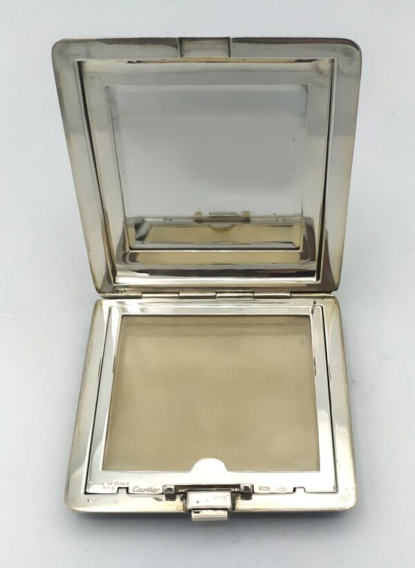 Sterling Silver Powder Case, Produced for Cartier, Fired Enamel ...